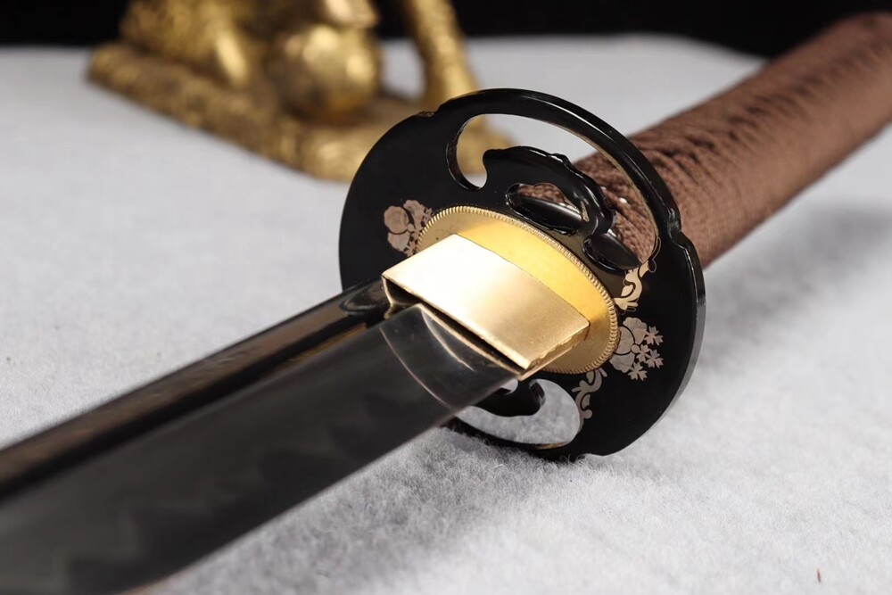 T10 Clay Tempered Katana Japanese Samurai Sword Groove Real Hamon Iron ...