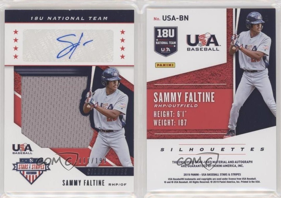 2019 Panini USA Baseball Stars & Stripes Jerseys 117/199 Trey Faltine ...