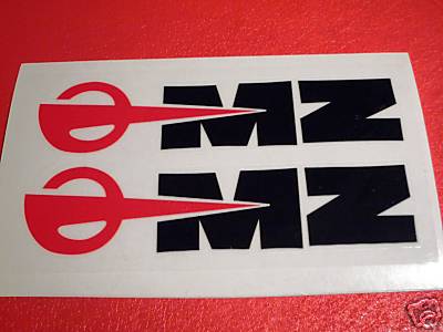 MZ East German Classic Motorcycle STICKERS 112mm Pair Black Red Clear ...