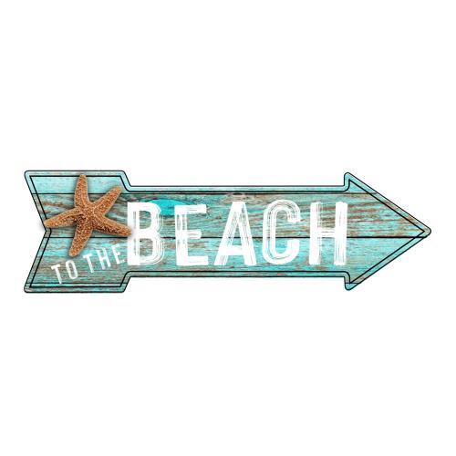 Beach Directional Metal Arrow Sign 17" x 5" Ocean Sand Right or Left ...