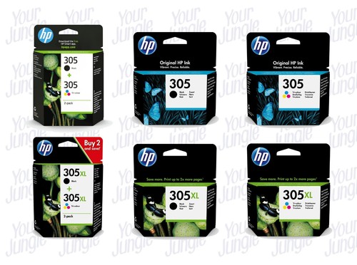 Genuine HP 305 305XL Black Colour Ink Cartridges For HP ENVY 6032e ...