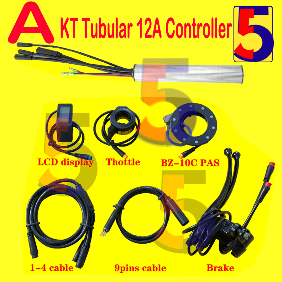 KT Tubular Controller Kit 36V/48V 15A 250W 350W+KT display+PAS+throttle ...