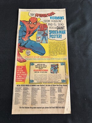 #01 SPIDER-MAN VITAMINS Sunday Comics Advertisement 1975 GIANT POSTER ...