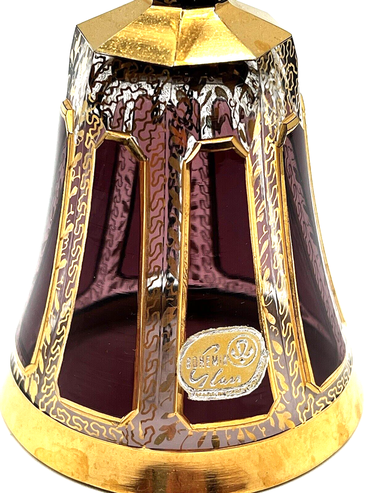 Vintage Bohemian Moser Style Glass Bell-Amethyst Cabochon Panel 5" #1 ...