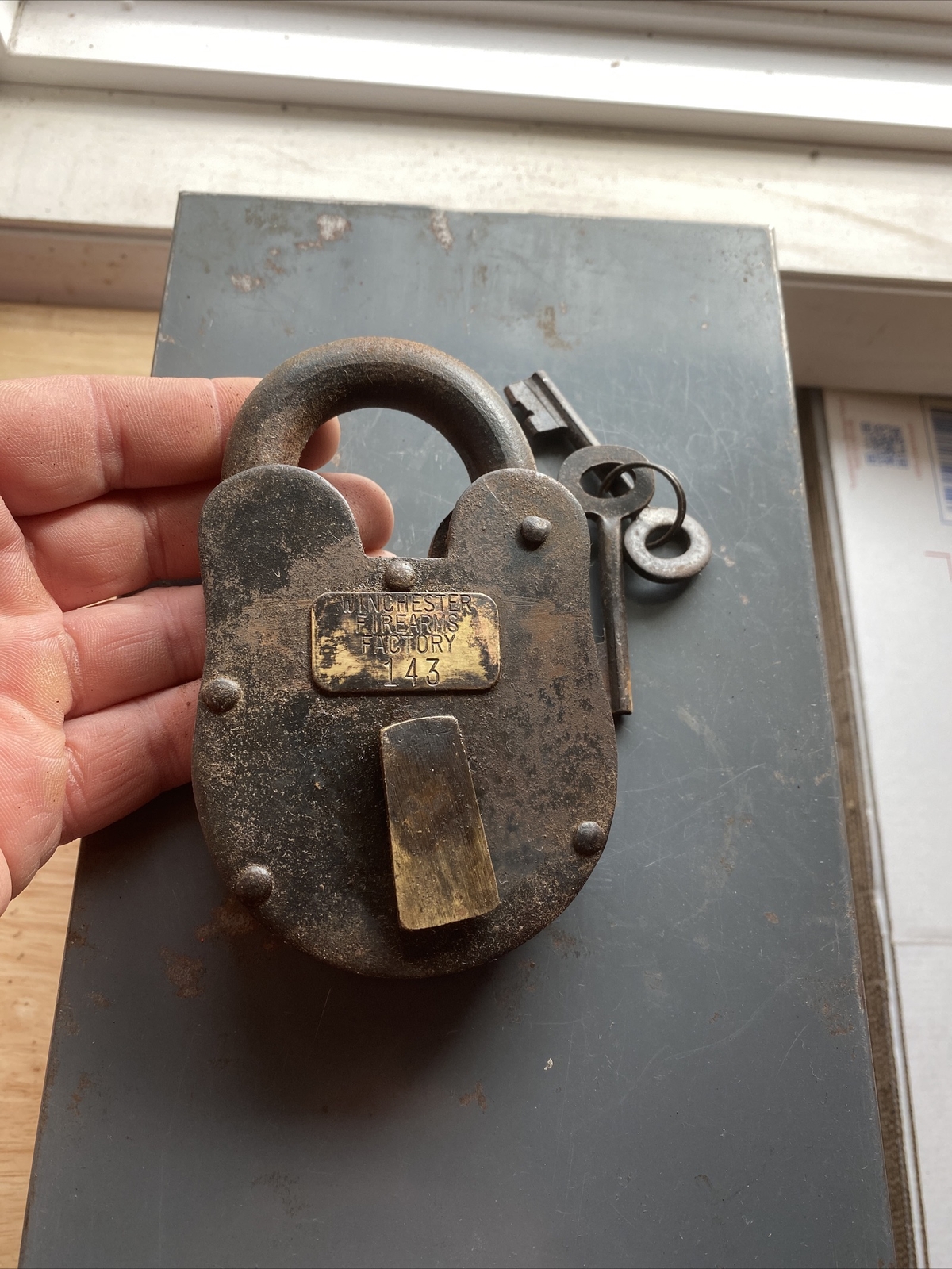 Winchester Padlock Stagecoach Gunsmith Lock Key Patina 1.5LB+ Western ...