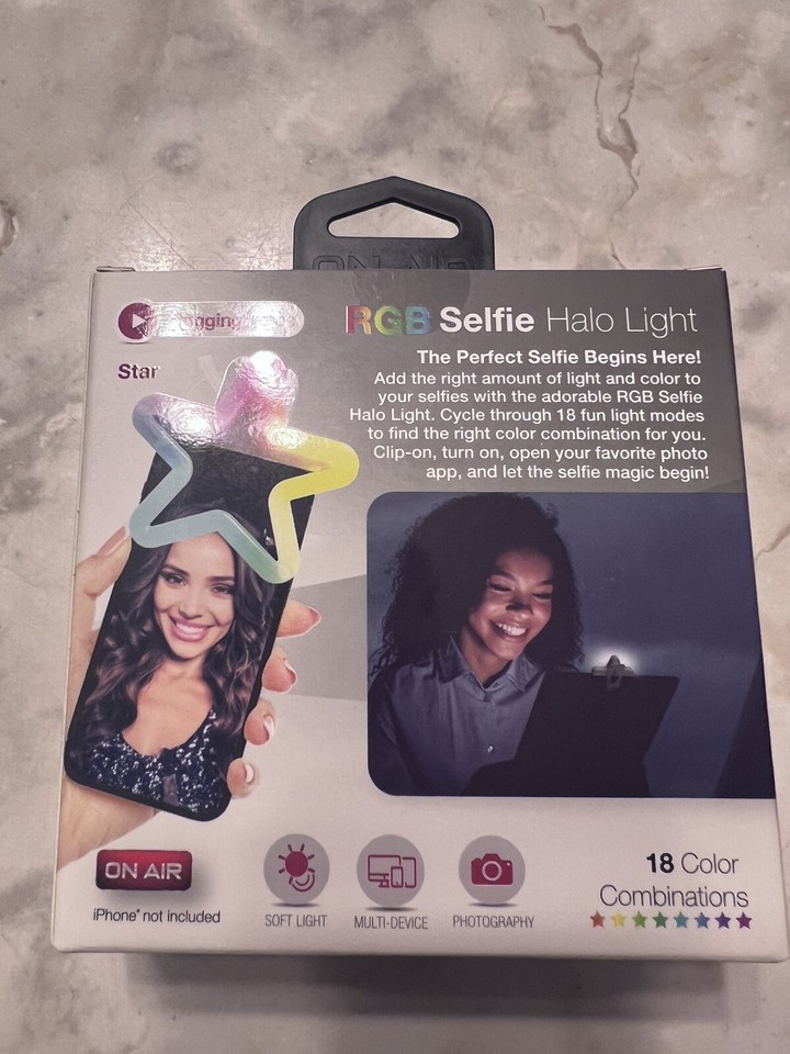 RGB Clip On Selfie Star Halo Light Tik Tok Facebook Live 18 Colors Vlog ...