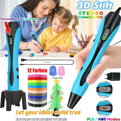 3D Druck Stift Stereoscopic Printing Pen+12-Farben 120ft PLA ABS Für ...