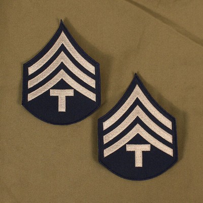 US WW2 Style Technician 4th Grade Rank Stripes. Khaki on Blue. AG153 | eBay