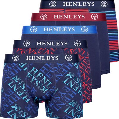Mens 5 Pack HENLEYS Boxer Shorts Underwear Trunks RUTLING Boxers ...