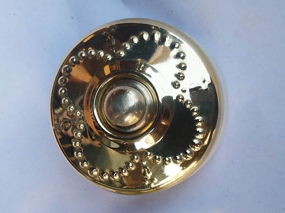 Vintage Brass & Ceramic Electric Swith Button Door Bell Rose Flower ...