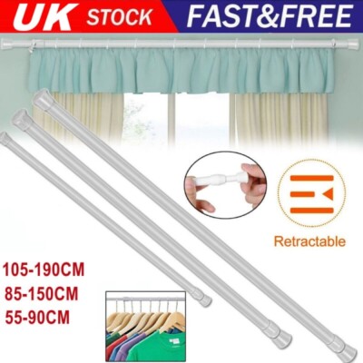 Extendable Spring Loaded Net Rods Telescopic Voile Tension Curtain Rail ...