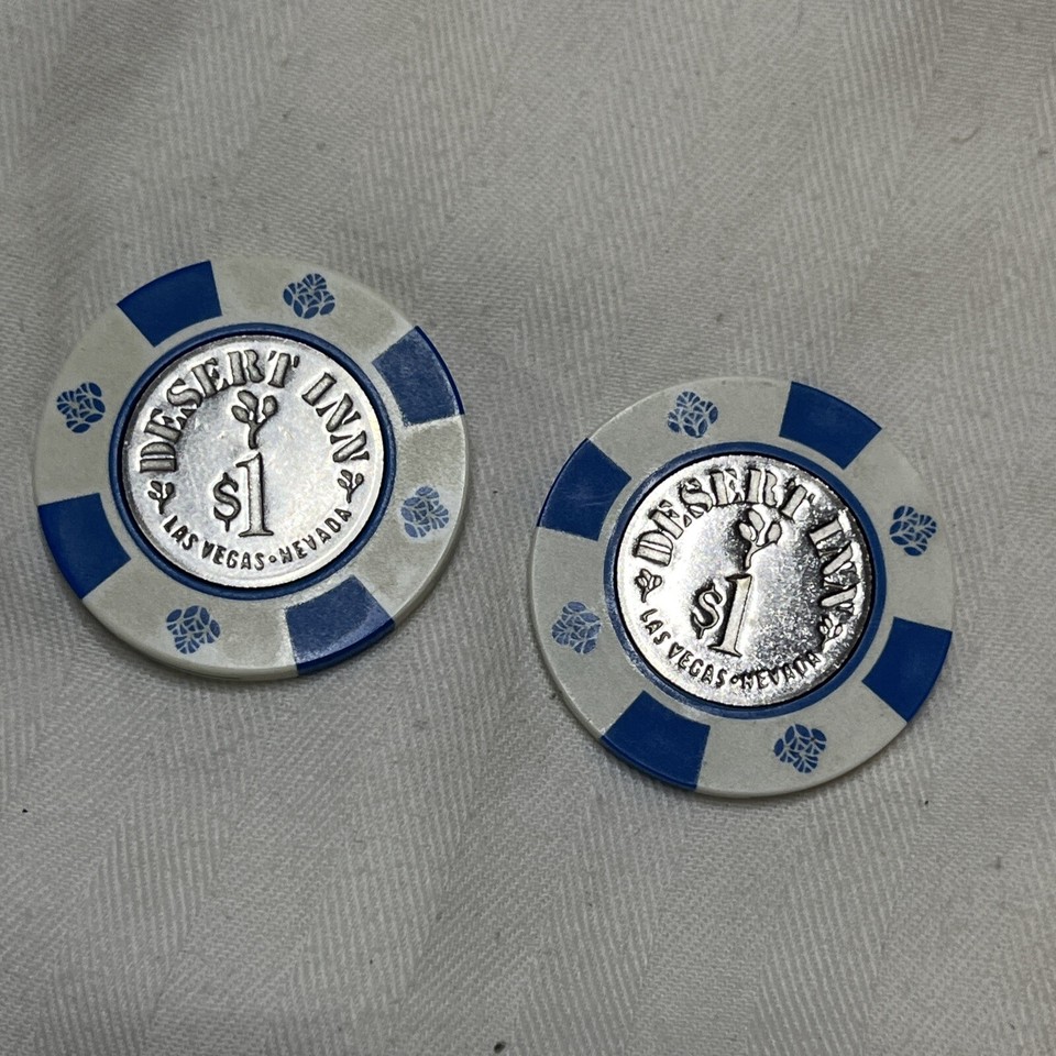 Lot 2 $1 Desert Inn Casino Poker Chip Las Vegas CIC Coin In Chip Metal ...