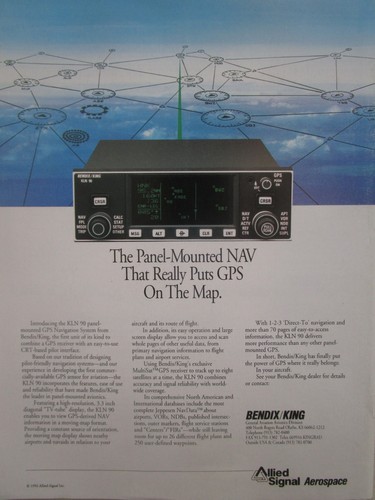 9/1992 PUB ALLIED SIGNAL AEROSPACE BENDIX KING KLN 90 GPS NAVIGATION ...