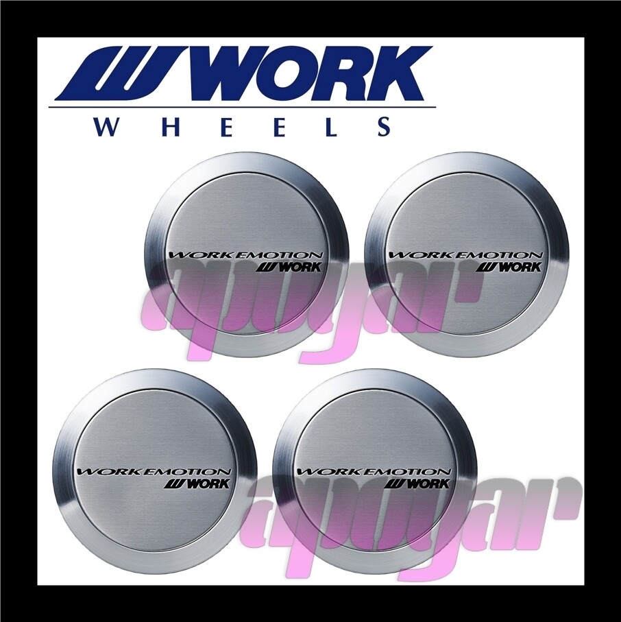120179 x4 WORK EMOTION Center Cap Silver FLAT TYPE Four cap set For 11R ...