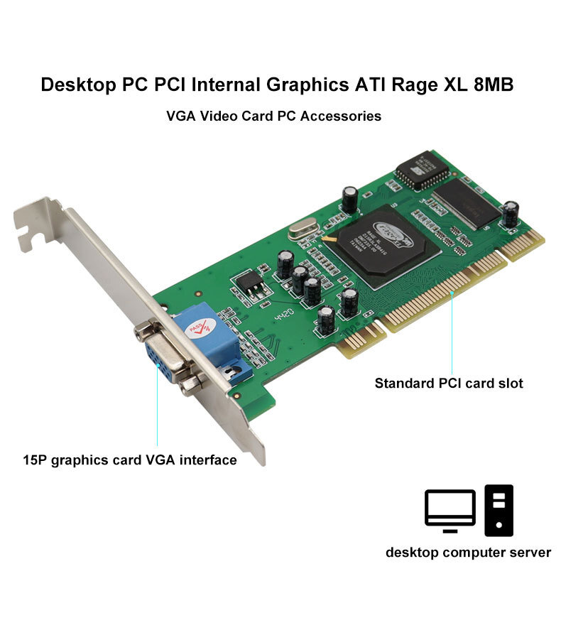 ATI Rage XL 8MB PCI VGA Desktop PC Video Graphics Card For Desktop PC ...
