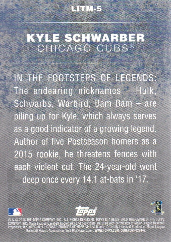 2018 Topps Baseball Legends in the Making Series 2 #LITM-5 Kyle ...