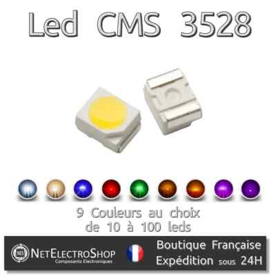 Leds CMS SMD 3528 Haute Luminosité PLCC-2, Choix 9 couleurs, 10 à 100 ...