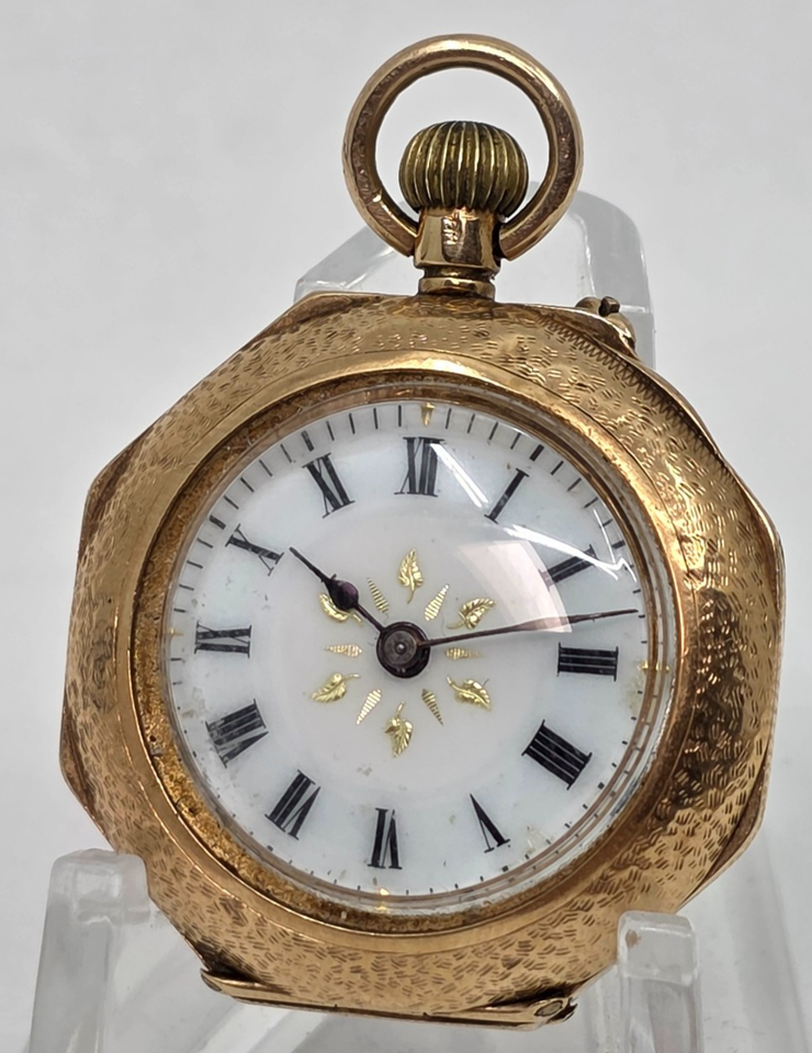 Antique 15k Gold 625 Enamel Swan Open Face Pocket Watch | eBay