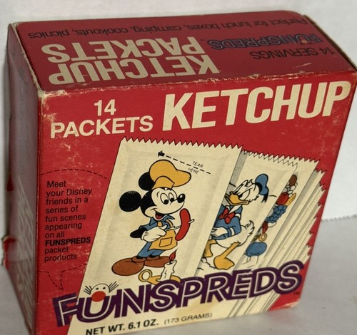 ‘70 DISNEY KETCHUP MUSTARD PEPPER SALT Packets Mickey FUNSPREDS NOS ...