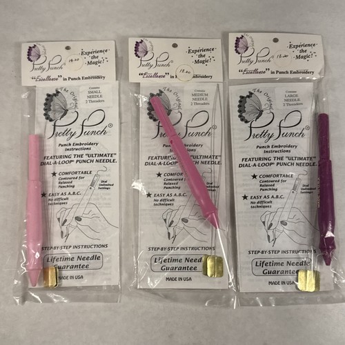 3 Pretty Punch "Dial-A-Loop" Needle Tools, Threaders, Small, Med, Large ...