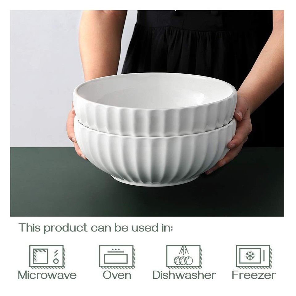 2PCS 9.75" Ceramic Serving Bowls 86oz Large Salad & Fruit Bowls for ...