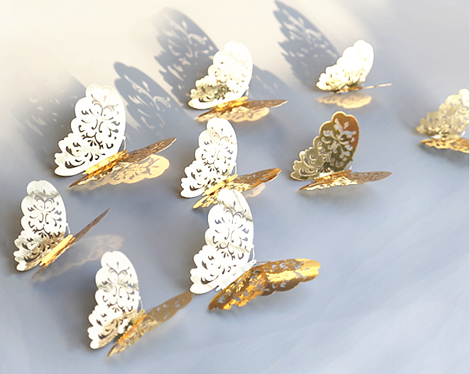 12pcs 3D Gold & Silver Butterfly Wall Stickers Art Decals Home Room ...