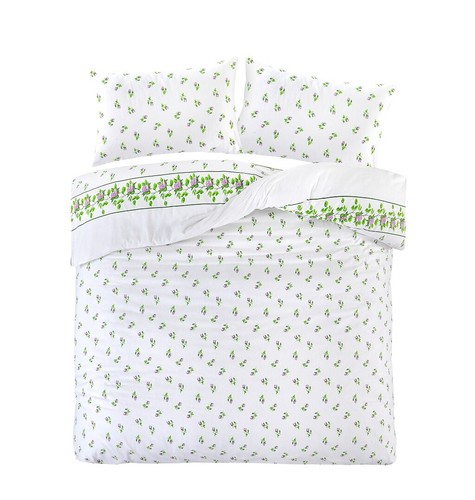 Rosebud Pattern 100% Brushed Cotton Duvet Cover Bed Set Single Double ...