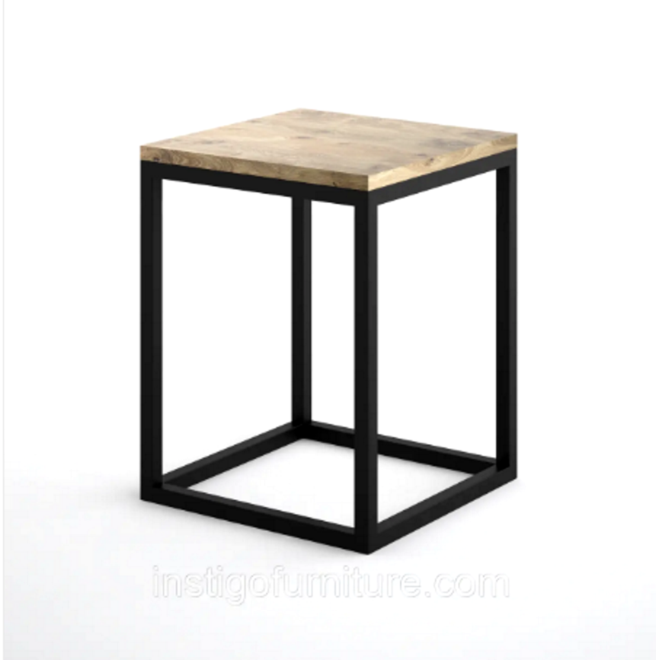 Square metal stool End table base Frame stool Sturdy frame Black Powder ...