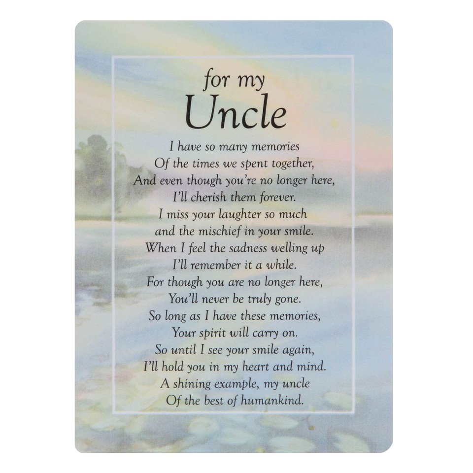 For My Uncle - Graveside Waterproof Memorial Card | Sentiment Poem ...