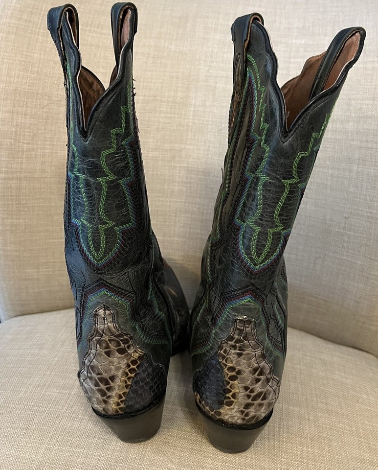 Dan Post Women's Painted Belly Python Triad Cowgirl Boots Snip Toe Size ...