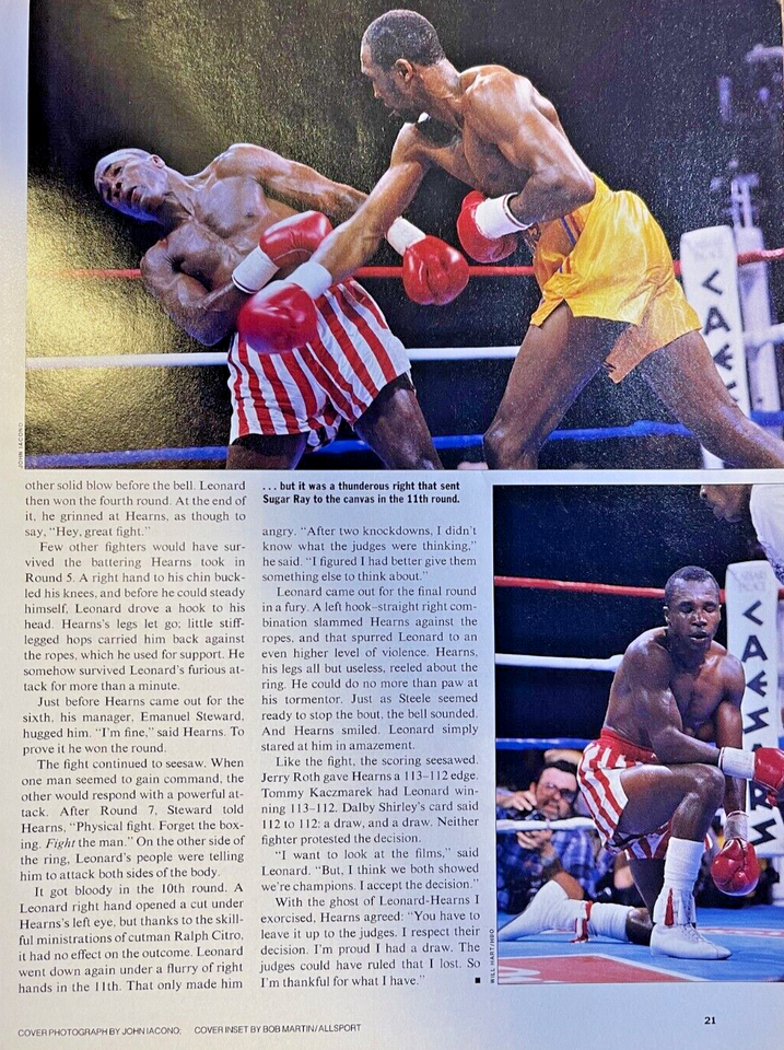 1989 Boxers Sugar Ray Leonard & Thomas Hearns illustrated | eBay