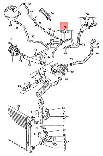 VW SEAT SKODA GOLF R32 PLUS GTI RABBIT COOLANT HOSE 1K0122447FF NO DUTY ...