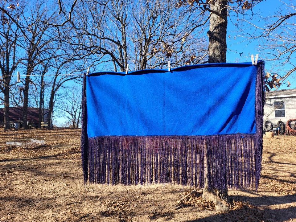 Pow Wow Regalia Blue Dance Shaw 41x32 With 12" Fringe | eBay