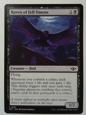Raven of Fell Omens *Common* Magic MtG x1 OTJ Outlaws of Thunder ...