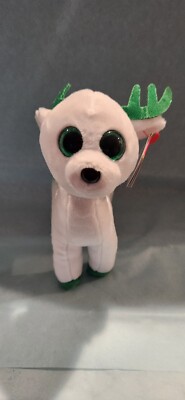 TY Beanie Baby - PEPPERMINT the Green & White Reindeer - MWMTs Stuffed ...