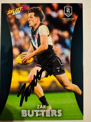 ZAK BUTTERS **HAND SIGNED** 2025 PORT ADELAIDE SELECT FOOTY STARS CARD ...