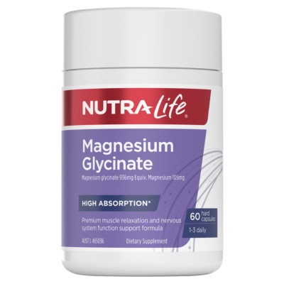 Nutra-Life Magnesium Glycinate 60 Capsules High Absorption Muscle ...
