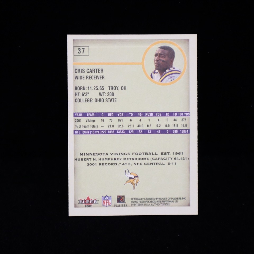 2002 Cris Carter Minnesota Vikings Fleer #37 | eBay