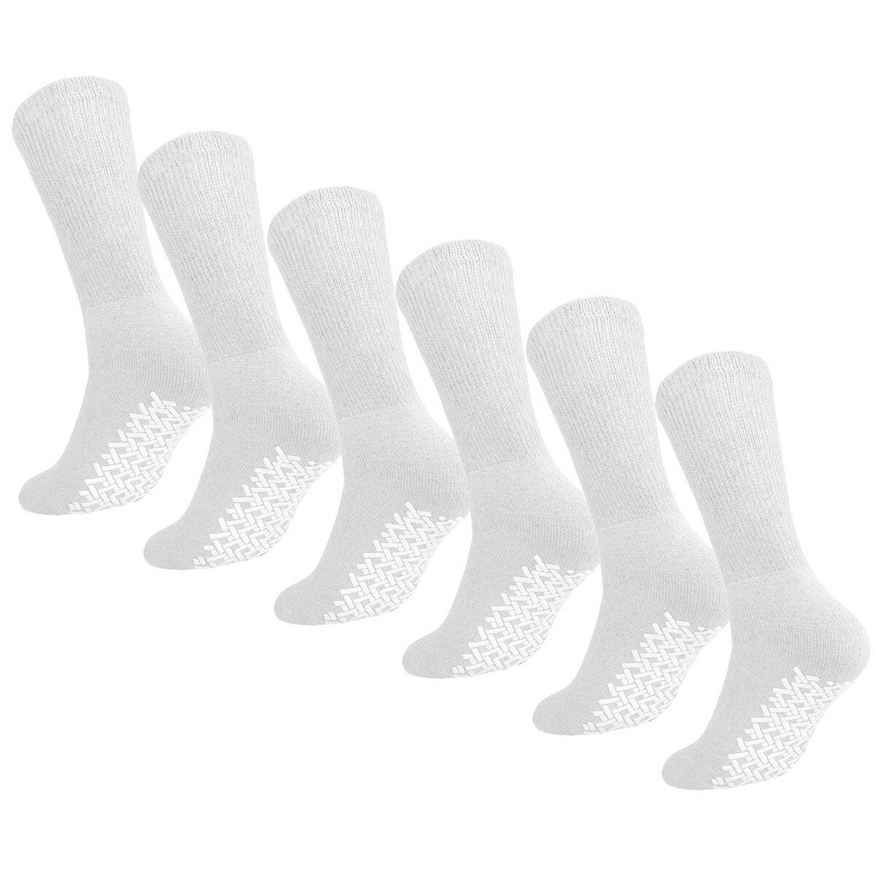 Falari Anti Slip Rubber Grip Non Skid Crew Cotton Diabetic Socks Home ...
