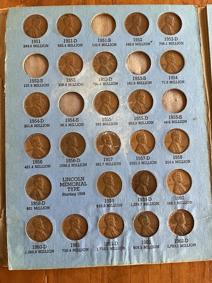 55 Coins Lincoln Head Cent Collection 1941-1960 Number Two w/ 5 Extras ...