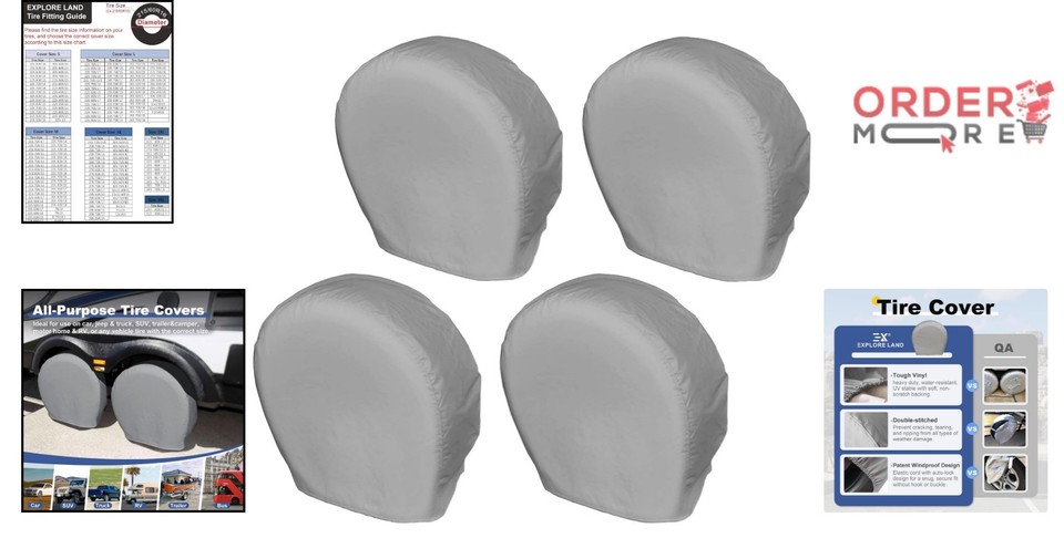 Tire Covers 4 Pack Charcoal Universal Fit for Truck SUV RV Trailer ...