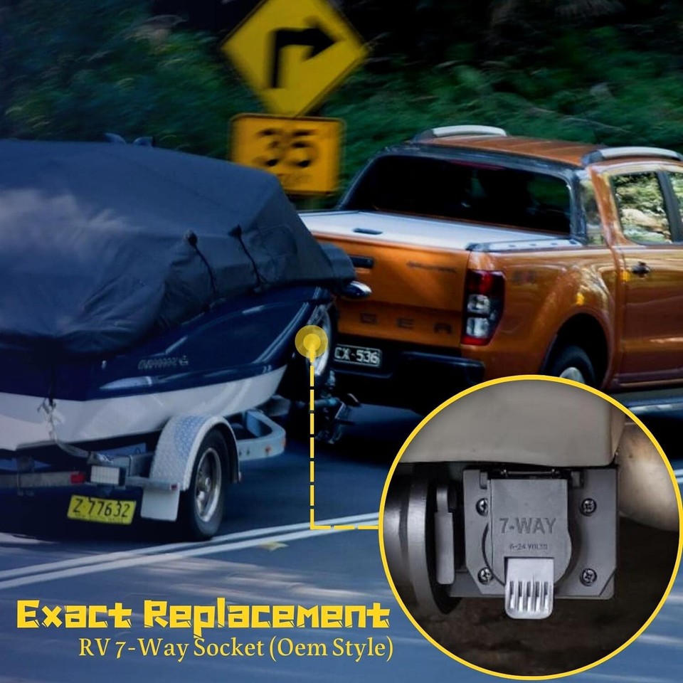 Socket Replacement 7-Way RV Blade Socket, USCAR to 7-Pin Vehicle-Side ...