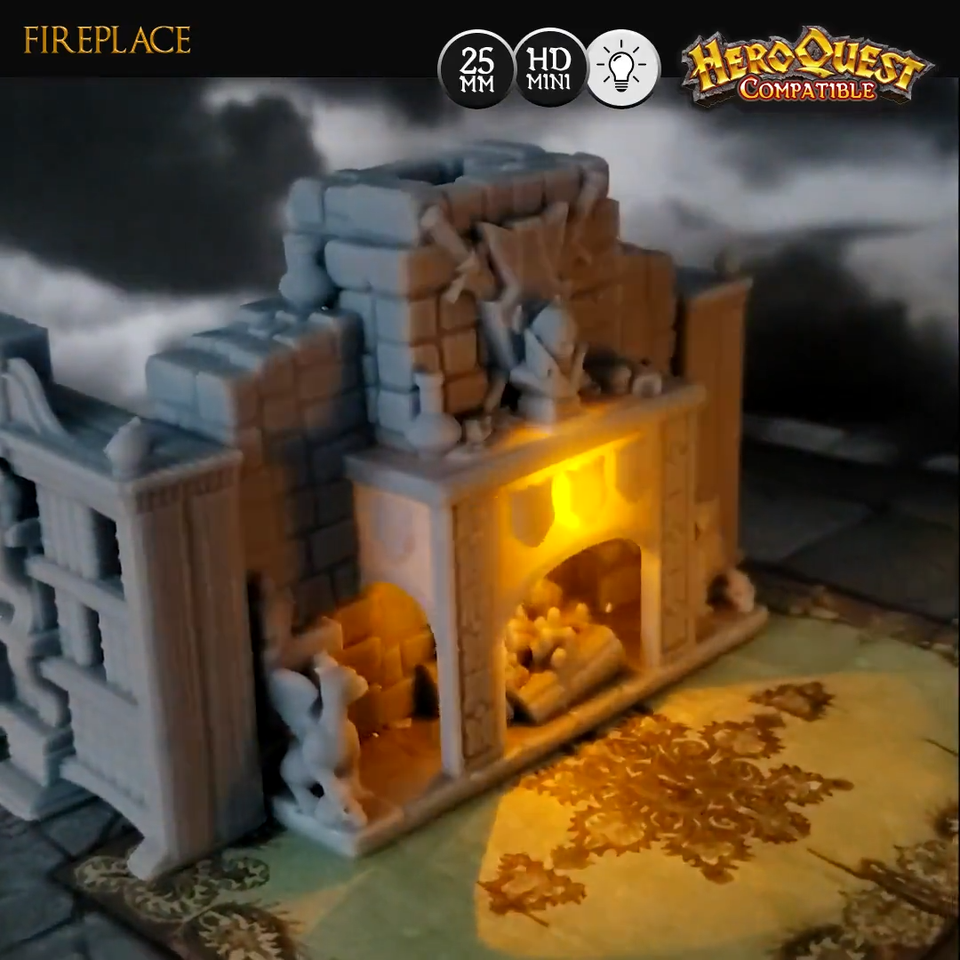 25mm D&D LED Fireplace HeroQuest Compatible HD Dungeon Terrain ...