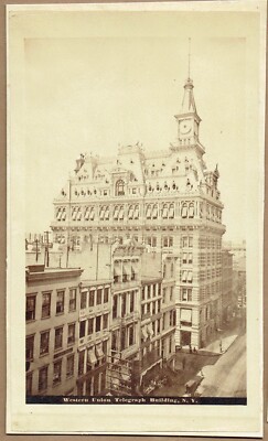 Western telegraph building, New York, USA. Original 1870s albumen ...