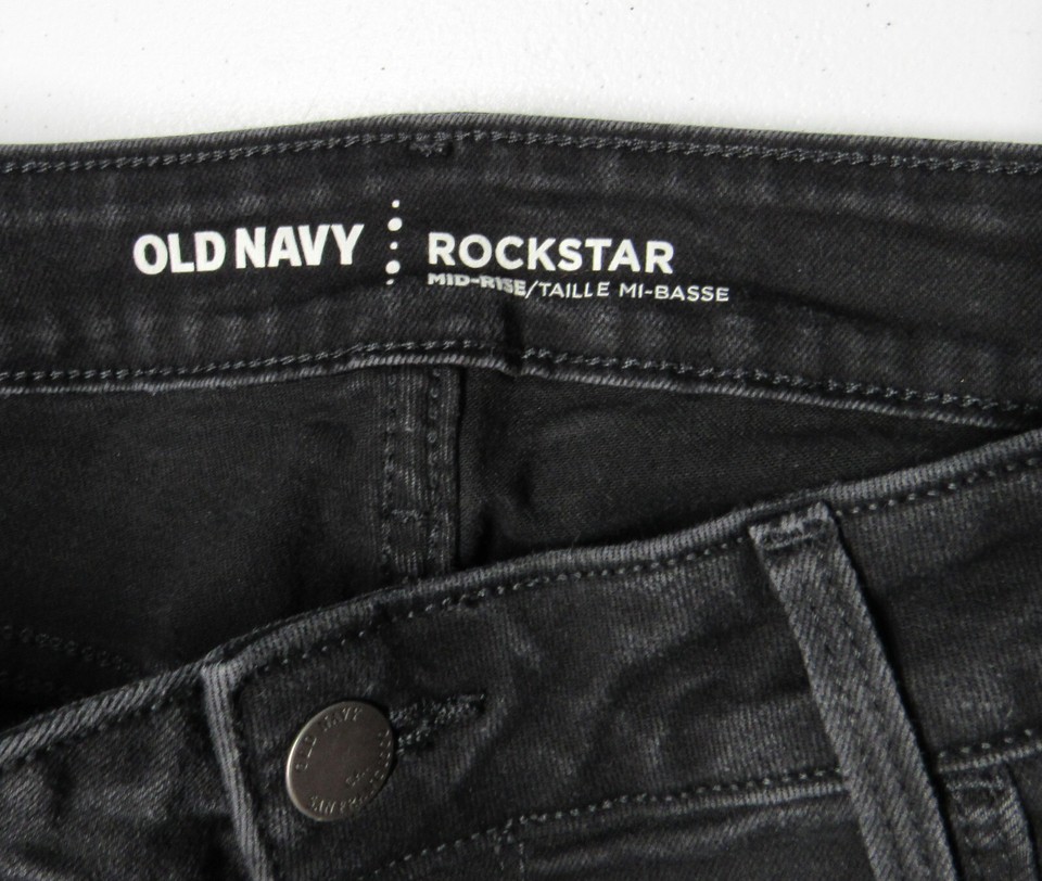 Womens Old Navy Rockstar Skinny Stretch Distress Black Jeans Size 10 : ...