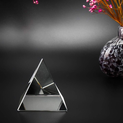 Crystal Pyramid Figurine Collectible Transparent Color Prism Desk ...