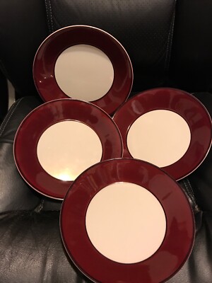 Pagnossin Ironstone Treviso Italy Burgundy Rimmed Spa Maroon Bowls Set ...