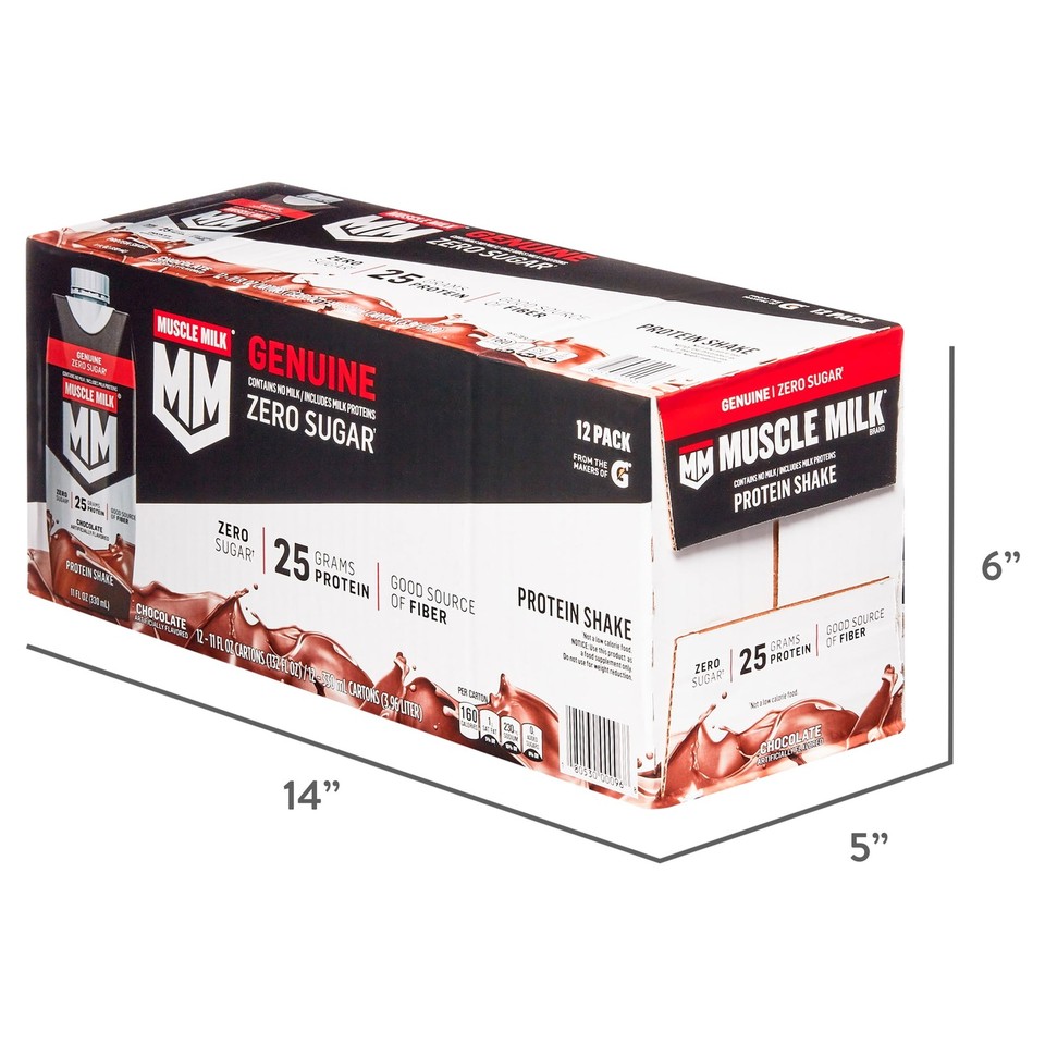 Muscle Milk Genuine Protein Shake, Chocolate, 12 Pk ,11 fl oz Carton | eBay
