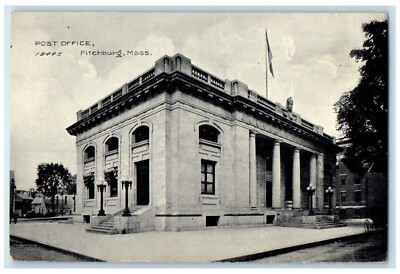 c1910 Post Office Exterior Building Fitchburg Massachusetts MA Vintage ...