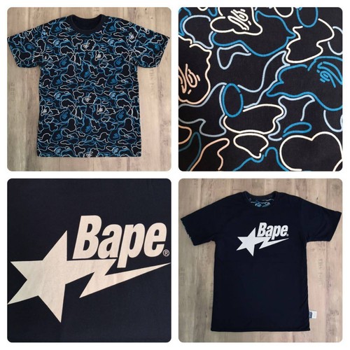 BAPE reversible T-shirt navy × neon camo A Bathing Ape Size S | eBay